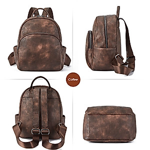 Telena Small Backpack Purse for Women Cute Mini Leather Backpack Travel Shoulder Bags Coffee