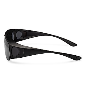 grinderPUNCH Polarized Sunglasses Flip Up Fit Over Prescription Glasses for Men Women Flip Up Shield Wrap Around Light Blocking Driving Shades UV 400 Protection (X-Large, Black)