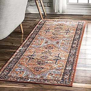 nuLOOM Florence Vintage Persian Runner Rug, 2' 6" x 6', Rust