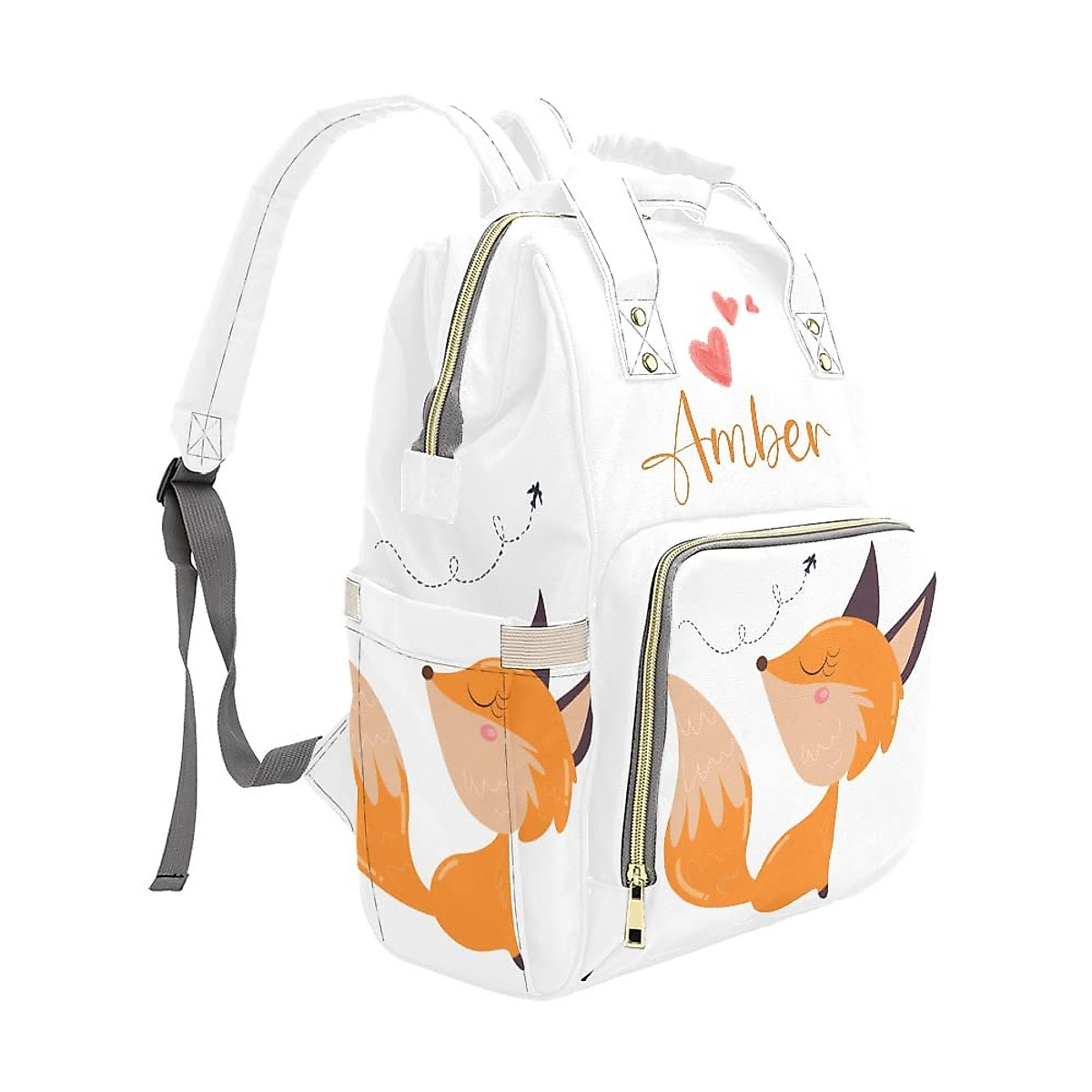 Anneunique Art FoxMaple Leaf Diaper Bags Backpack with Name Personalized Baby Bag Nursing Nappy Bag Travel Tote Bag Gifts for Mom Girl,10.83x6.69x15 inch