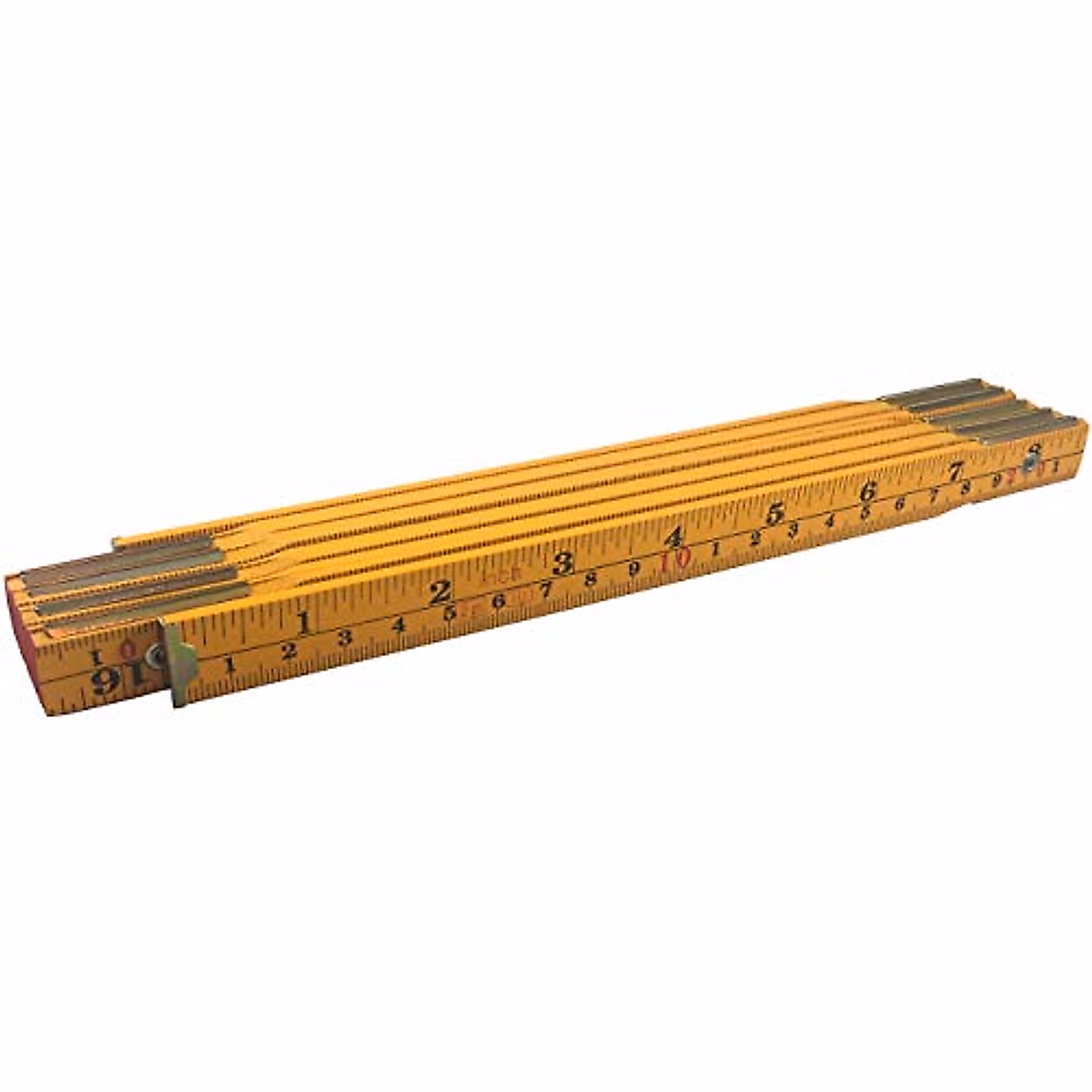 Binzer Folding Wooden Stick Ruler, Inch & Metric (6-foot-6-inch/2-Meter When Straight), Carpenters/General Use