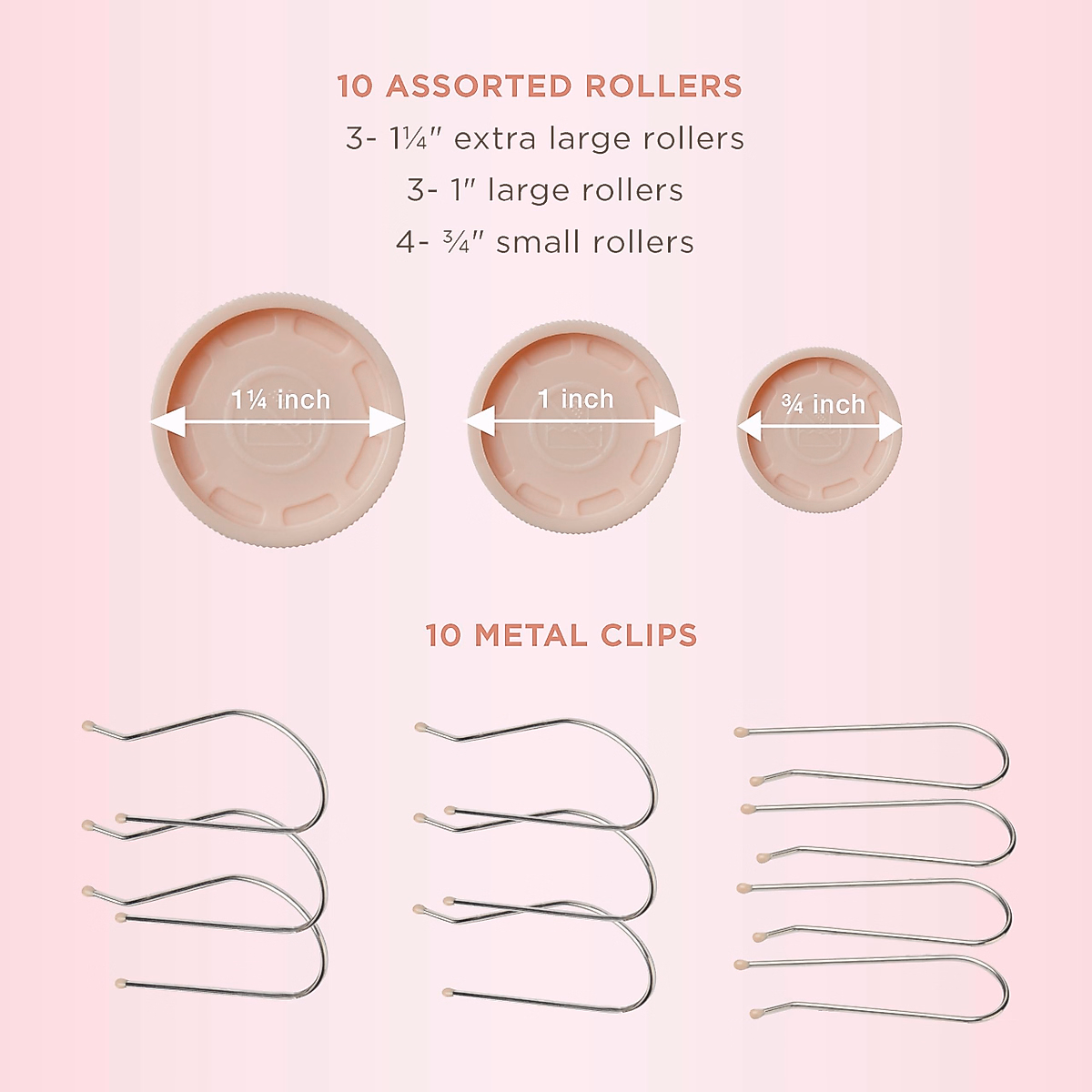 Conair Instant Heat Compact Hot Rollers for Long, Medium, and All Hair - Hair Curler - Hair Roller Clips Included - 1 1/4-inch, 1-inch, and 3/4-inch Rollers