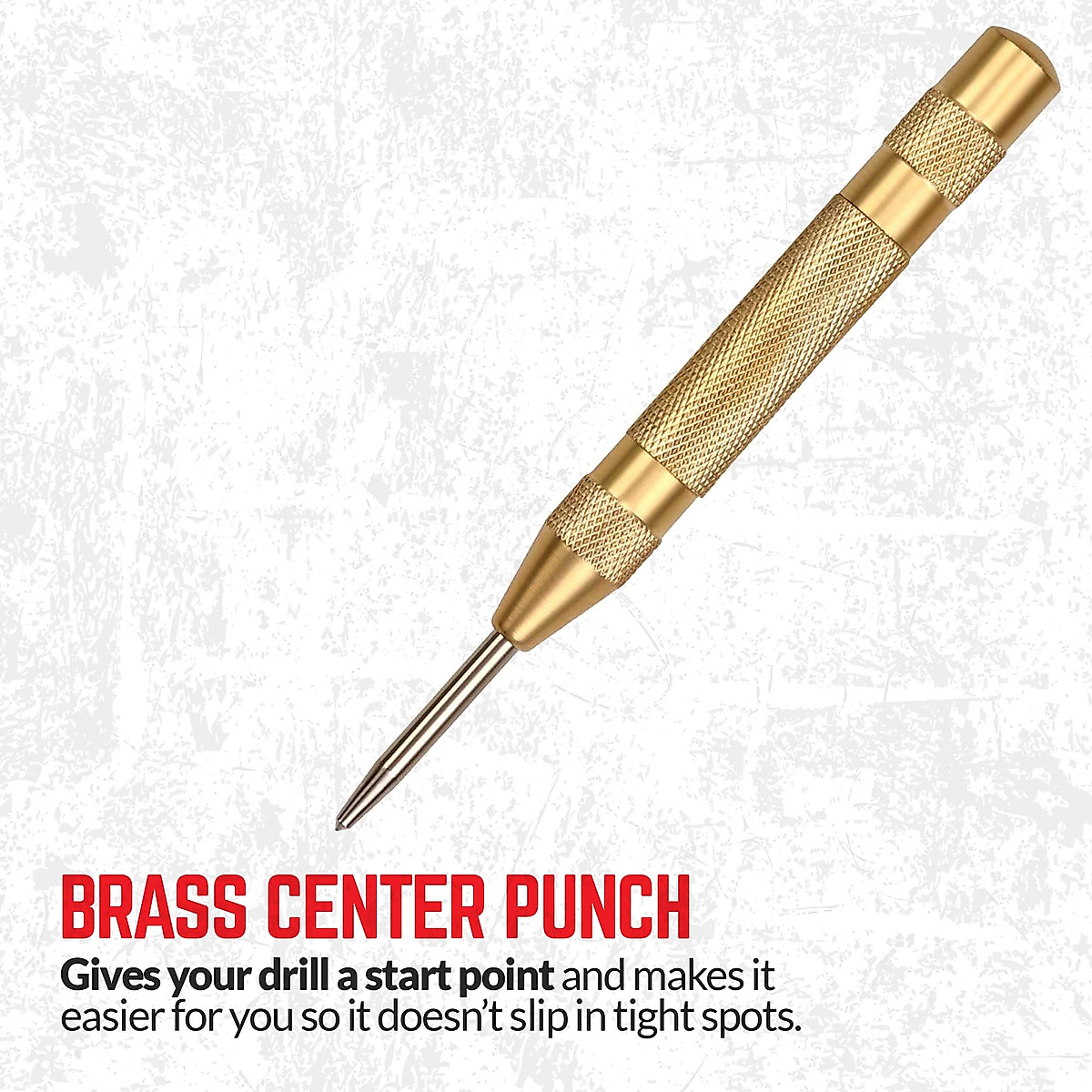 5-Piece Nail Setter Punches and Center Punch Set with Automatic Brass Center Punch and Zipper Case