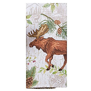 DHE Piece Wilderness Moose Pinecone Trails Kitchen Accessory Bundle, 1 Dual Purpose Towel, 1 Applique Towel and 2 Pocket Mitts Multi colored