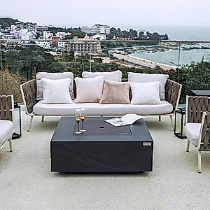 Roraima Concrete Fire Pit 40" x 40" Outdoor Patio Firepit Includes Fire Glass Modern Fire Pits & Outdoor Fireplaces for Garden, Deck, Indoor & Outdoor Heating