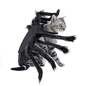 ZC Halloween Spider Costume for Small Dogs and Cats, Halloween Funny Pet Dog Puppy Cosplay Costume with Adjustable Velcro