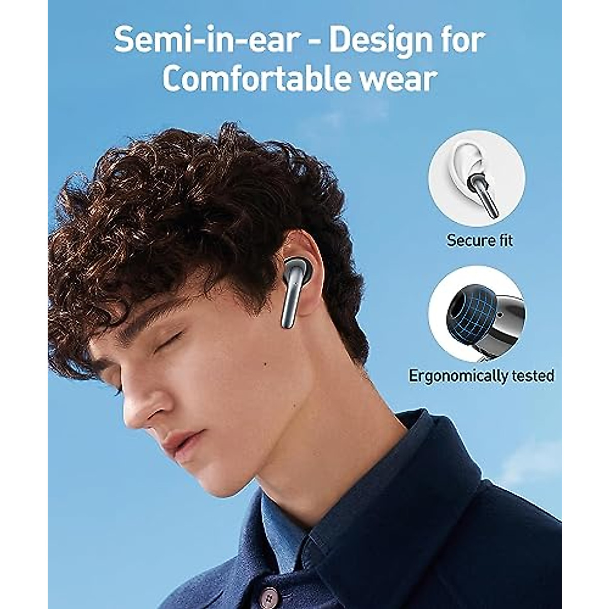 Vtkp Bluetooth Headphones True Wireless Earbuds 60H Playback LED Power Display Earphones with Wireless Charging Case IPX7 Waterproof in-Ear Earbuds with Mic for TV Smart Phone Computer Laptop Sports