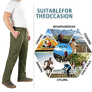 Postropaky Mens Hiking Quick Dry Lightweight Waterproof Fishing Pants Outdoor Travel Climbing Stretch Pants(Green32x32)