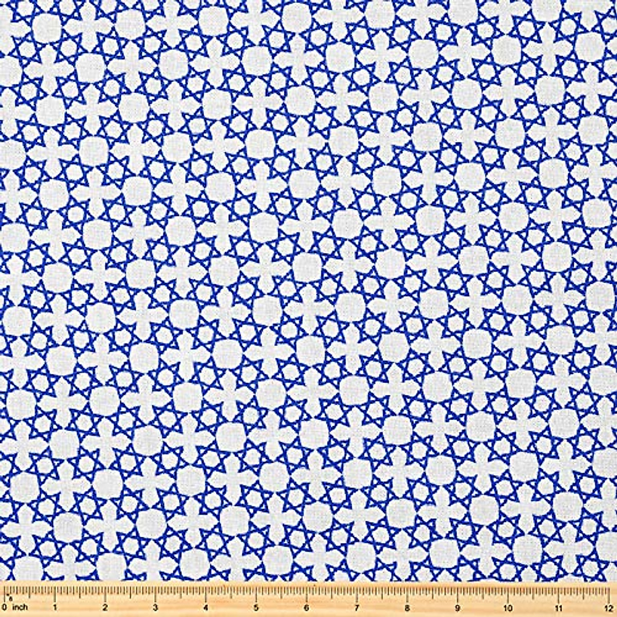 Fabric by The Yard [ 58" inches x 1 Yard ] Decorative Fabric for Sewing Quilting Apparel Crafts Home Decor Accents (Jewish Stars Blue Pattern)