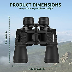 NOBLEDUCHESS 20x50 High Power Binoculars for Adults with Low Light Night Vision, Compact Waterproof Binoculars for Bird Watching Hunting Travel Football Games Stargazing with Carrying Case and Strap