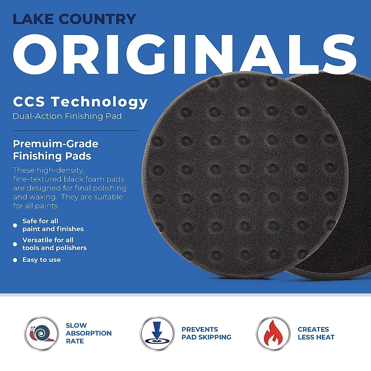 6.5" CCS Polishing Pad Kit (Set of 3) – Car Polishing Pads for Buffing, Cutting, & Polishing - Premium-Grade Foam Polishing Pads for Defect Removal & Paint Correction - Buffing Pads for All Finishes