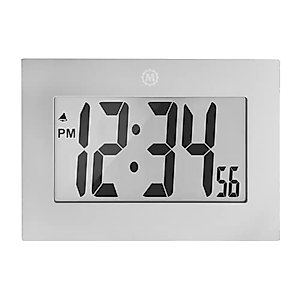 MARATHON Large Digital Wall Clock with 8” Display, Graphite Gray - Easy to Read