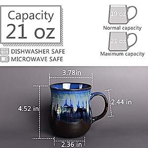 Bosmarlin Large Ceramic Coffee Mug, Blue Big Tea Cup for Office and Home, 21 Oz, Dishwasher and Microwave Safe, 1 PCS