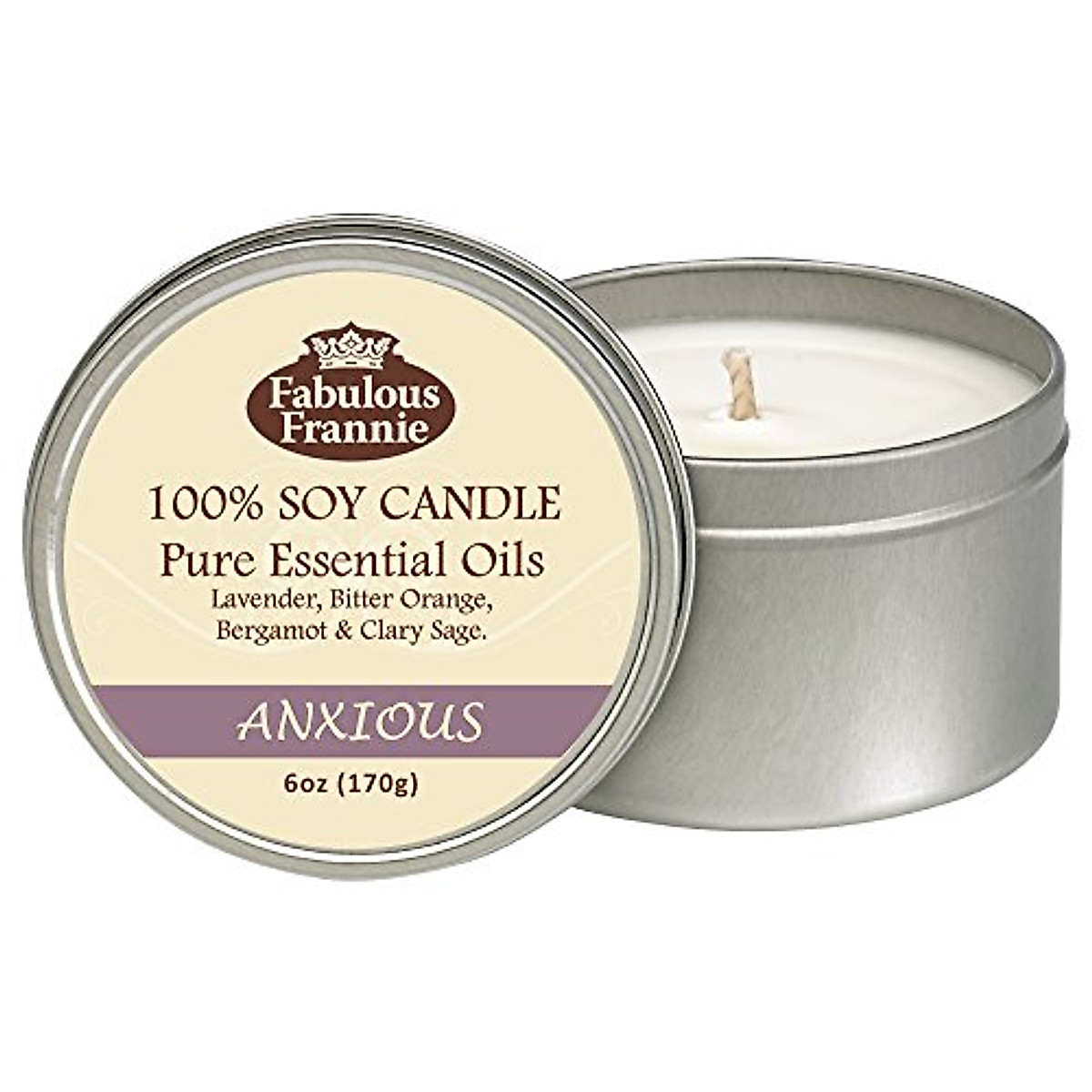 Fabulous Frannie Anxious 6oz All Natural Soy Candle Made with Pure Essential Oils