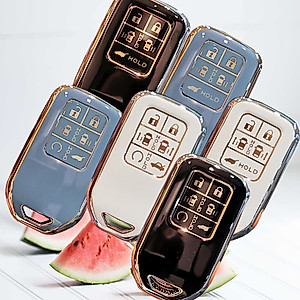 KUNIO Car Key Fob Cover Fit for Honda Honda Odyssey Freed Elysion Key Protective Cover Keychain TPU Key Holder Key Shell Car Accessories 6 Buttons White