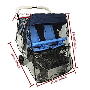 Stroller Rain Cover,Universal Rain Cover for Side by Side Baby Stroller, Double Stroller Cover for Rain and Wind,Baby Outdoor Activities Accessories.
