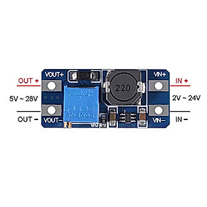 AITRIP 20pcs MT3608 DC-DC Boost Converter 2A Adjustable Step Up Module Voltage Regulator Board Input Voltage 2V-24V to 5V-28V Output Voltage for Arduino