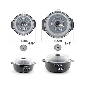 Multi-Propose Microwave Steamer 40.5 fl.oz. 18.5 fl.oz. BPA free Pack of 2 Made in Korea (Medium, Black)