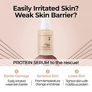 numbuzin No.2 Creamy 43% Protein Serum | Protein Cream Serum with Oat Protein, Ceramide, Panthenol for Skin Barrier | Korean Skin Care for Sensitive, Loose Skin | 1.69 Fl Oz