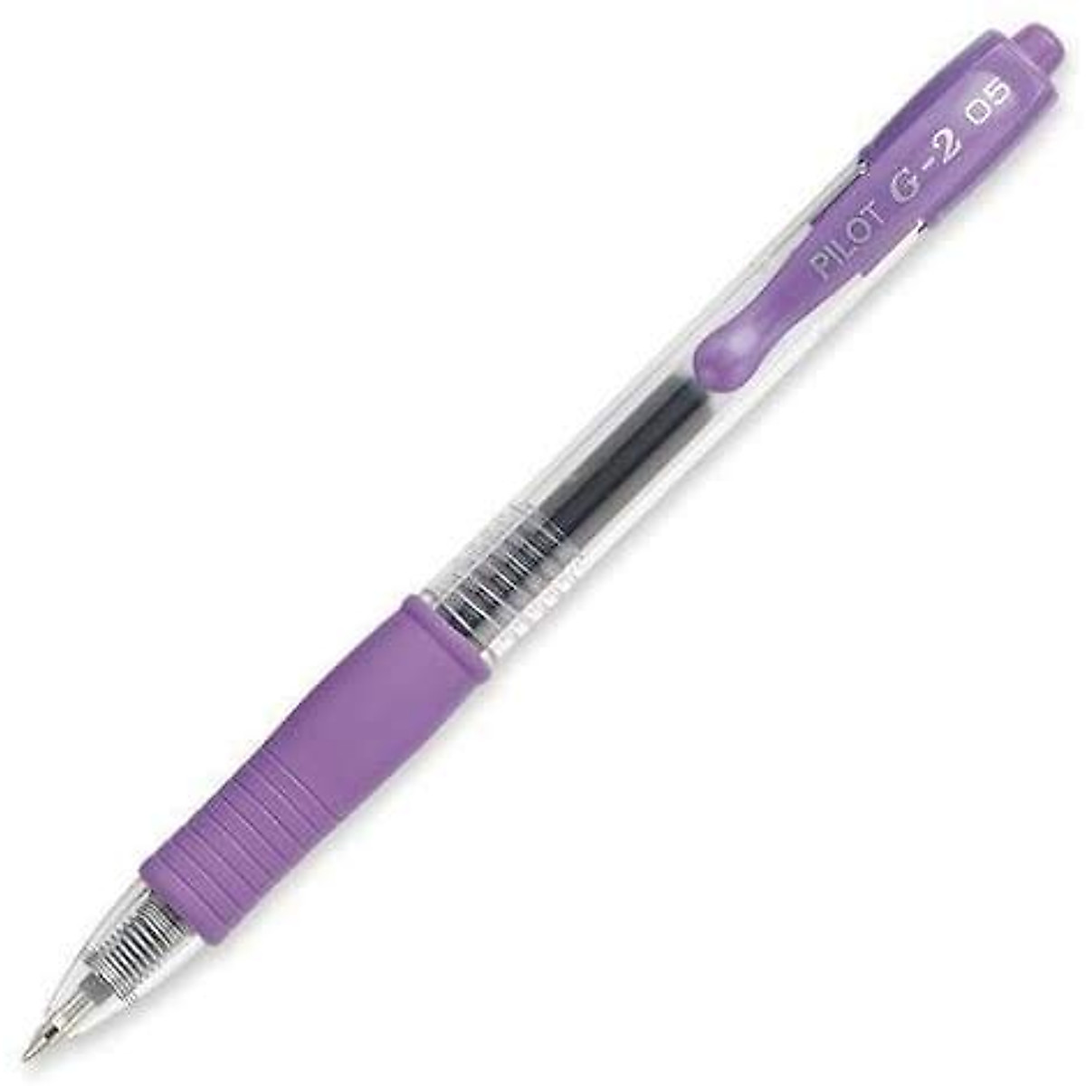 Pilot 31006 G2 Extra Fine Point Retractable Rollerball Pen - Fine Pen Point Type - 0.5 mm Pen Point Size - Purple Ink - Clear Barrel - 12 / Dozen