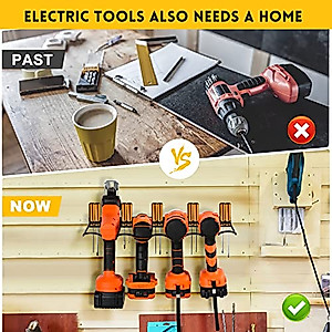 Mowis Power Tool Organizer Metal Drill Holder Heavy Duty Storage Wall Mount, Utility Storage Rack, Garage Organization with 4 Drill Holders suit for Pegboard Shed Workshop