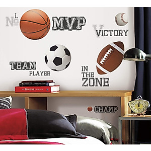 RoomMates RMK1705SCS All Star Sports Saying Peel and Stick Wall Decals 10 inch x 18 inch
