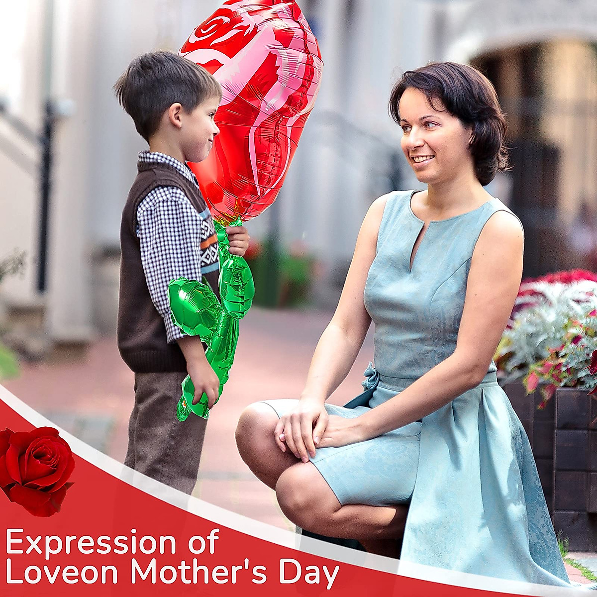 6 Pieces 37 Inch Valentines Day Balloon Rose Flower Balloons Red Rose Shaped Foil Balloon Rose Foil Balloons for Wedding Valentine's Day Graduation Birthday Baby Shower Party Decoration