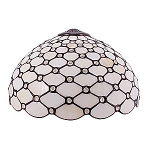 Tiffany Lamp Shade Replacement W16H7 Inch Stained Glass Crystal Pear Bead Lampshade Fit For Table Lamps FLoor Lamp Ceiling Fixture (3 Hooks)Pendant Hanging Light S005 WERFACTORY Home Office Decoration