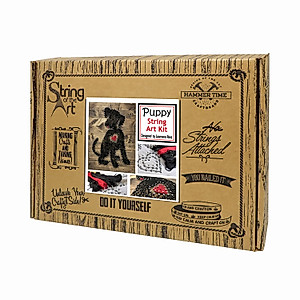 String of the Art (16" x 12" Puppy String Art Kit, American Made Crafting Supplies, Pine Wood, Embroidery Floss, Original Art, DIY Craft Kit for Adults, Beginner to Advanced Crafters