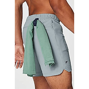 Fabletics Men's The One Short (Lined), Training, Swimming, Lightweight, Quick-Dry, Zip Pocket, Stretch Woven, 7" Inseam, XL, Shadow Grey