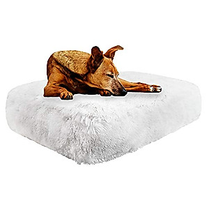 Bessie and Barnie Rectangle Dog Bed - Extra Plush Faux Fur Dog Bean Bag Bed - Fluffy Dog Beds for Large Dogs - Waterproof Lining and Removable Washable Cover - Multiple Sizes & Colors Available