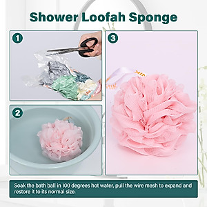 PENNIK 6 Pack Bath Sponge Shower Loofahs 60g Loofa Sponge Shower Balls, Mesh Loofahs Sponge Exfoliating Body Scrubber Bathroom Accessories for Women & Men - 6 Colors Bath Shower Loofahs Puff Pack