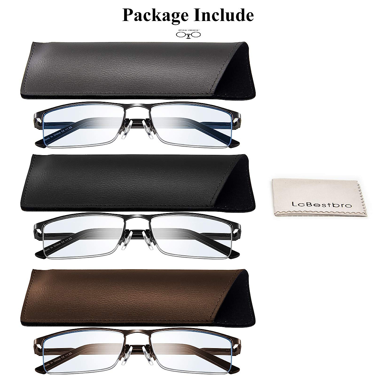 Lcbestbro Reading Glasses for Men, 2.0 Blue Light Blocking Reading Glasses Metal Readers