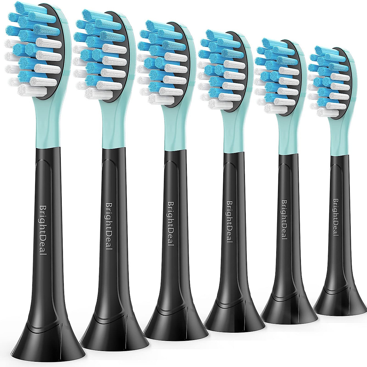 BrightDeal Replacement Heads for Philips Sonicare ProtectiveClean 4100 5100 6100 DiamondClean 9500 ExpertClean 7500 FlexCare HealthyWhite Electric Sonic Toothbrush C3 G3 W3 C2 G2 Brush, Black, 6 Pack