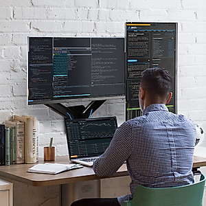 AVLT Dual 17"-32" Monitor Wall Mount fits Two 19.8 lbs Flat/Curved Computer Monitor Full Motion Height Swivel Tilt Rotation Adjustable Monitor Arm - VESA/Cable Management