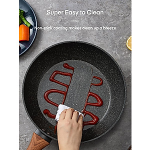 FOHERE Pots and Pans Set with Lids 15 PCS, Aluminum Nonstick Induction Cookware Sets, with Frying Pans, Saucepans, Stock Pot, Pizza Pan, Griddle Pan, and Food Steamer, Silicone Food Strainer, Black