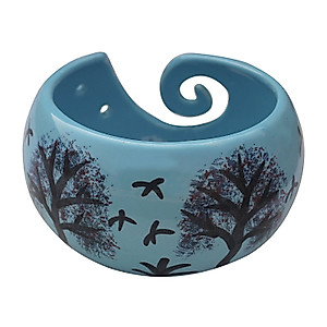 for Mom: 7-Inch Ceramic Yarn Bowl for Crocheting – Tangle-Free Knitting with Smooth Spiral Outlet by Abhandicrafts
