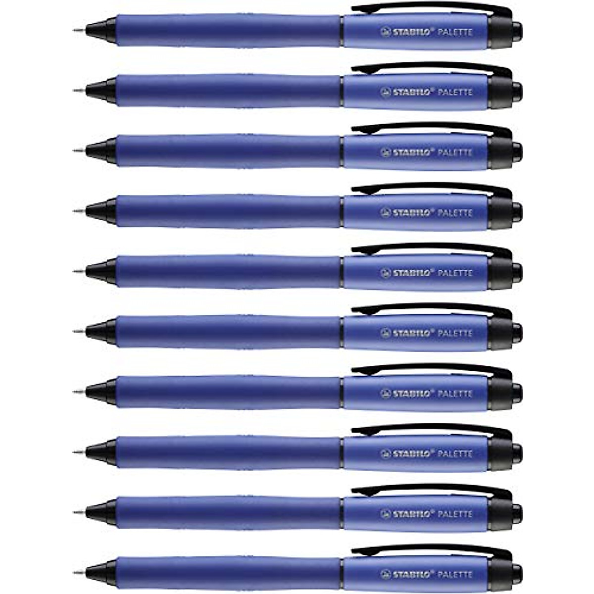 STABILO Retractable Rollerball Pen PALETTE - Pack of 10 - Blue