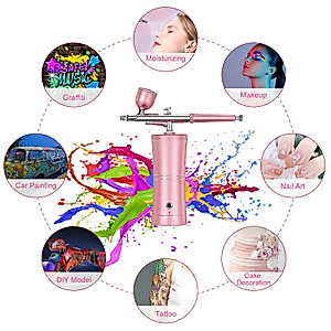 Yofuly Nail Airbrush Machine, Mini Airbrush Kit Handheld Cordless Airbrush for Nails Art, Makeup, Model Painting, Cake Decor, Model Painting, Rechargeable Spray Airbrush Gun with 2 Capacity Cups
