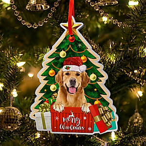 COUPLE FOX Golden Retriever Dog Ornaments Christmas Tree, Golden Retriever Aluminium Ornament, Christmas Decoration 2023 for Golden Lovers, Dog Mom, Dog Dad, Pet Lovers