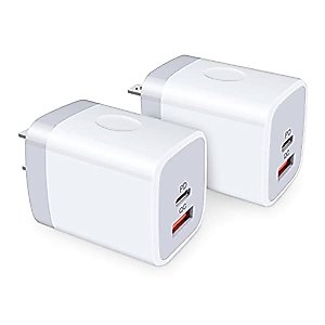 USB C Charger Block, 2Pack Dual Port USB C Wall Plug Charger Block Fast Charge Type C Wall Charger for iPhone 14 13 12 11 Pro Max, Samsung Galaxy S23 Ultra S22 S21 S20 S10, Pixel 7 Pro 6a 6 Pro 5 4 XL