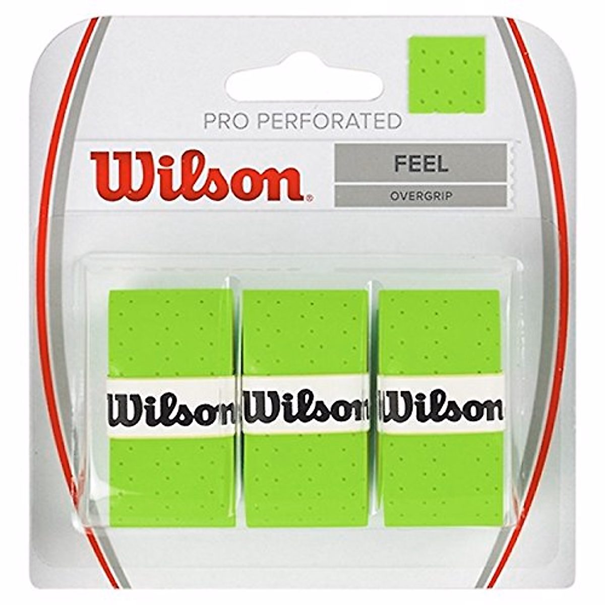 WILSON Pro Overgrip Perforated 3 Pack - Tennis - Badminton - Squash (Green)