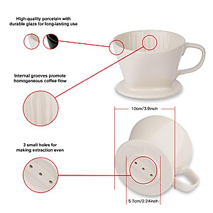 YOLIFE Pour Over Coffee Maker, Ceramic Pour Over Coffee Dripper, Porcelain Slow Brewing Filter for Travel Camping, Cafe, Restaurants, Office, Home, Coffee Maker Brew