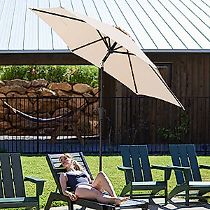 C-Hopetree 7.5 ft Outdoor Patio Market Table Umbrella with Tilt, Beige