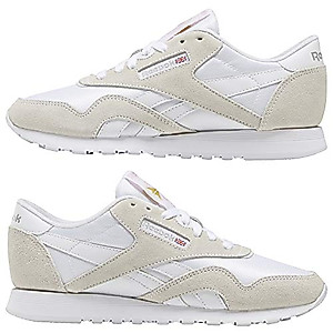 Reebok Women's Classic Nylon Sneaker, Classic White/Light Grey 2, 8