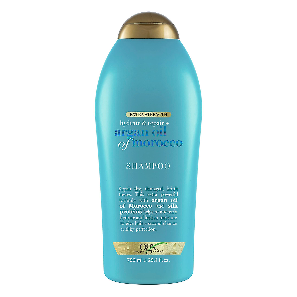 OGX Extra Strength Hydrate & Repair Shampoo with Moroccan Argan Oil for Dry, Damaged Hair - Moisturizing and Smoothing, Paraben & Sulfate-Free, 25.4 Fl Oz