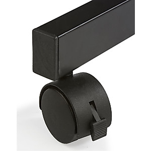 Displays2go Mobile Podium, 46.5 x 23 Inches, Locking Wheels, Shelf Included, Black Steel, MDF Wood (LCTMOBMETB)