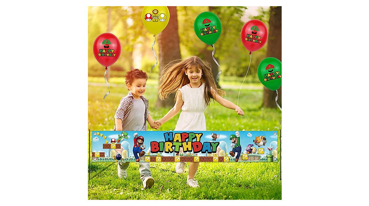 Mario Party Banner & Balloons for Epic Birthday Decor
