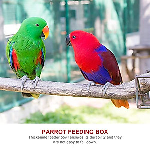 POPETPOP 3pcs Bird Cage Plastic Cups Acrylic Feeding Bowls Hanging Parrot Feeders Cage Accessories for Parakeet Canary Cockatiel (Transparent)