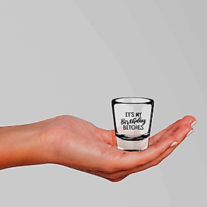 LitGifts Its My Birthday Shot Glass, 21st Birthday Gifts for Her, 21st Birthday Shot Glass for Her, Birthday Glasses for Women, 1.75 Ounce Shot Glass in Black, Small